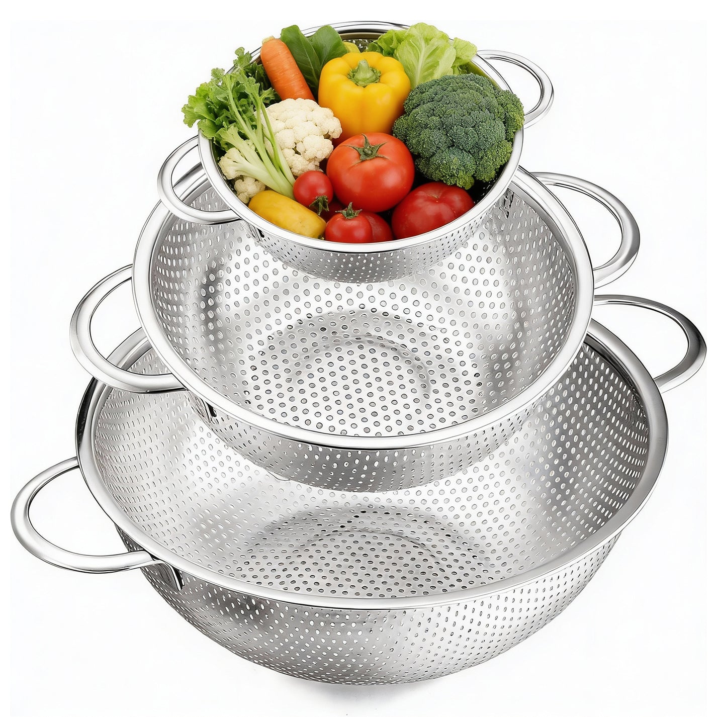 Behome 3 Pack Colander, Stainless Steel Colander Strainers with Handle ...